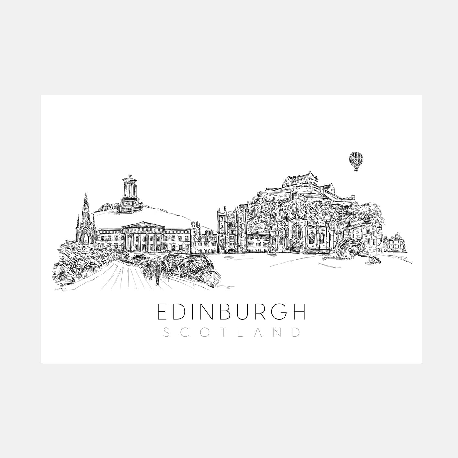 Edinburgh Skyline Art Print by Natalie Ryan Design