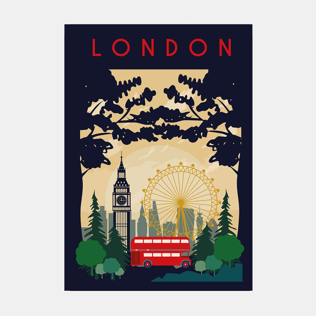 London Red Bus travel poster by Natalie Ryan Design