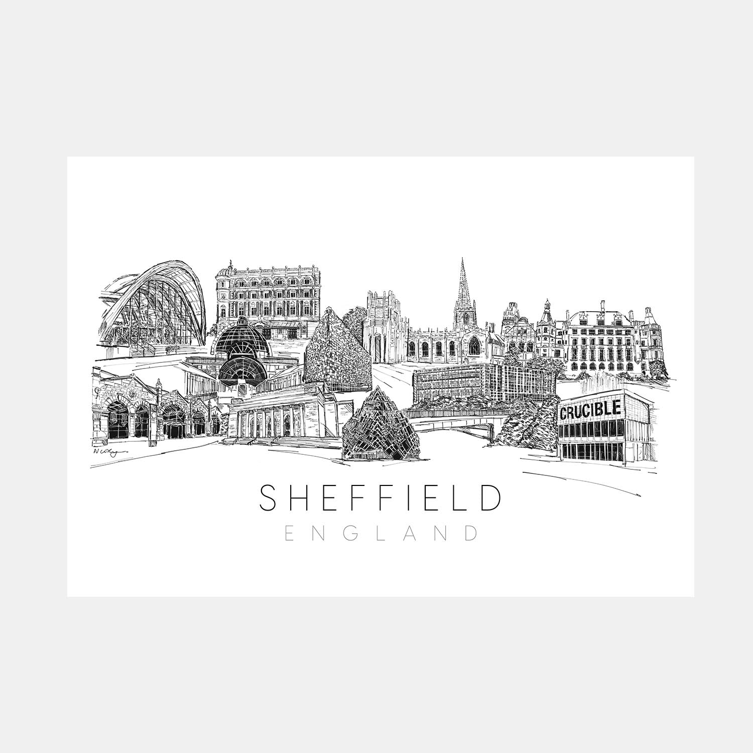 Sheffield skyline print by Natalie Ryan Design